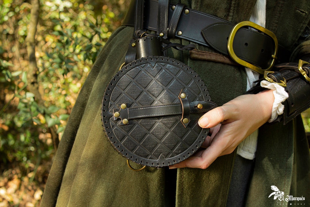Medieval Black Leather Canteen. Medieval Reenactment Leather Water ...