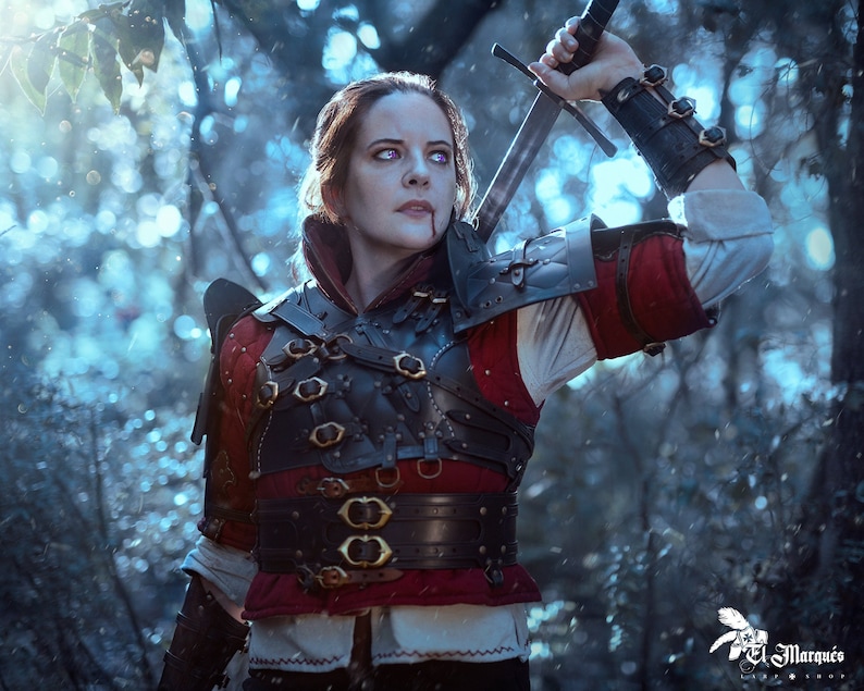 Larp Female Armor the Witcher Cosplay BLACK, Costume, Leather Armor ...