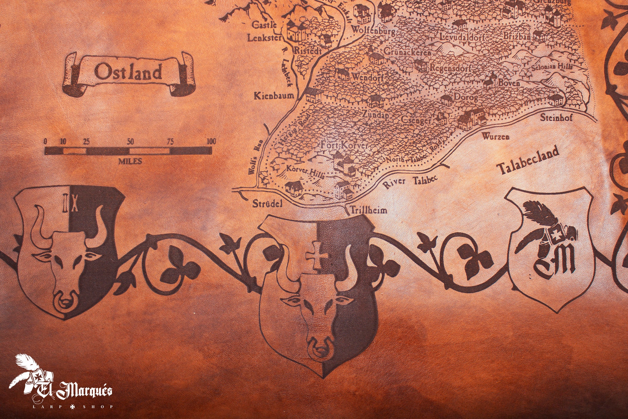 Leather map. Custom map for larp or cosplay. Warhammer cosplay | Etsy