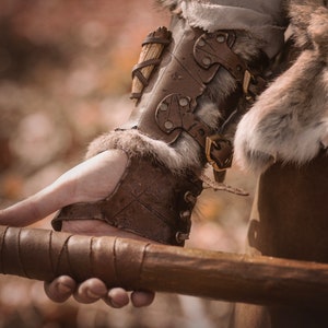LARP Leather Bracers: Berserker Barbarian Armor With Bone Detail - Etsy