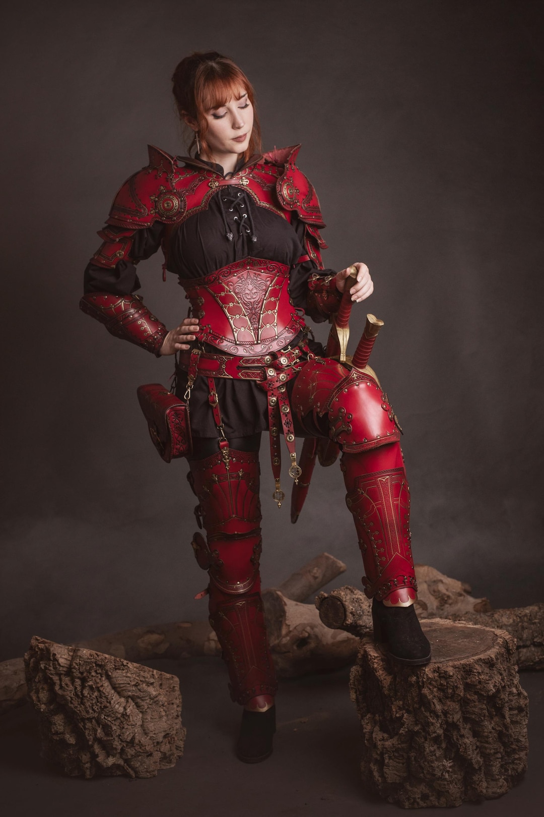 Complete Renaissance Red Leather Armor Set. Full Knight Armor for LARP ...
