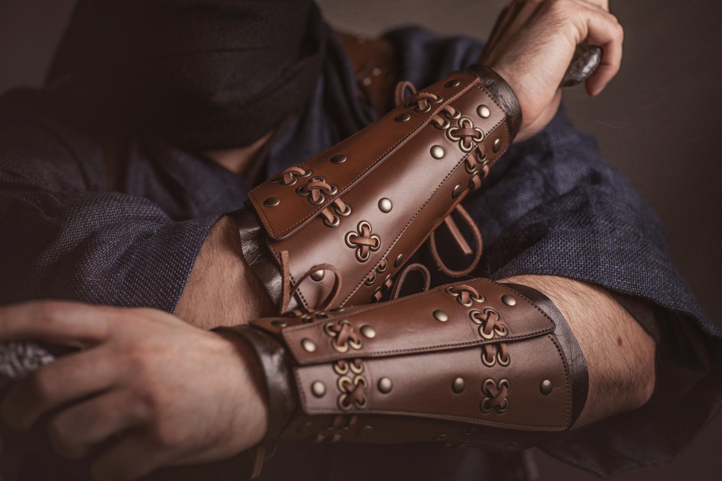 Samurai Leather Bracers. Asian-style LARP Armor. - Etsy