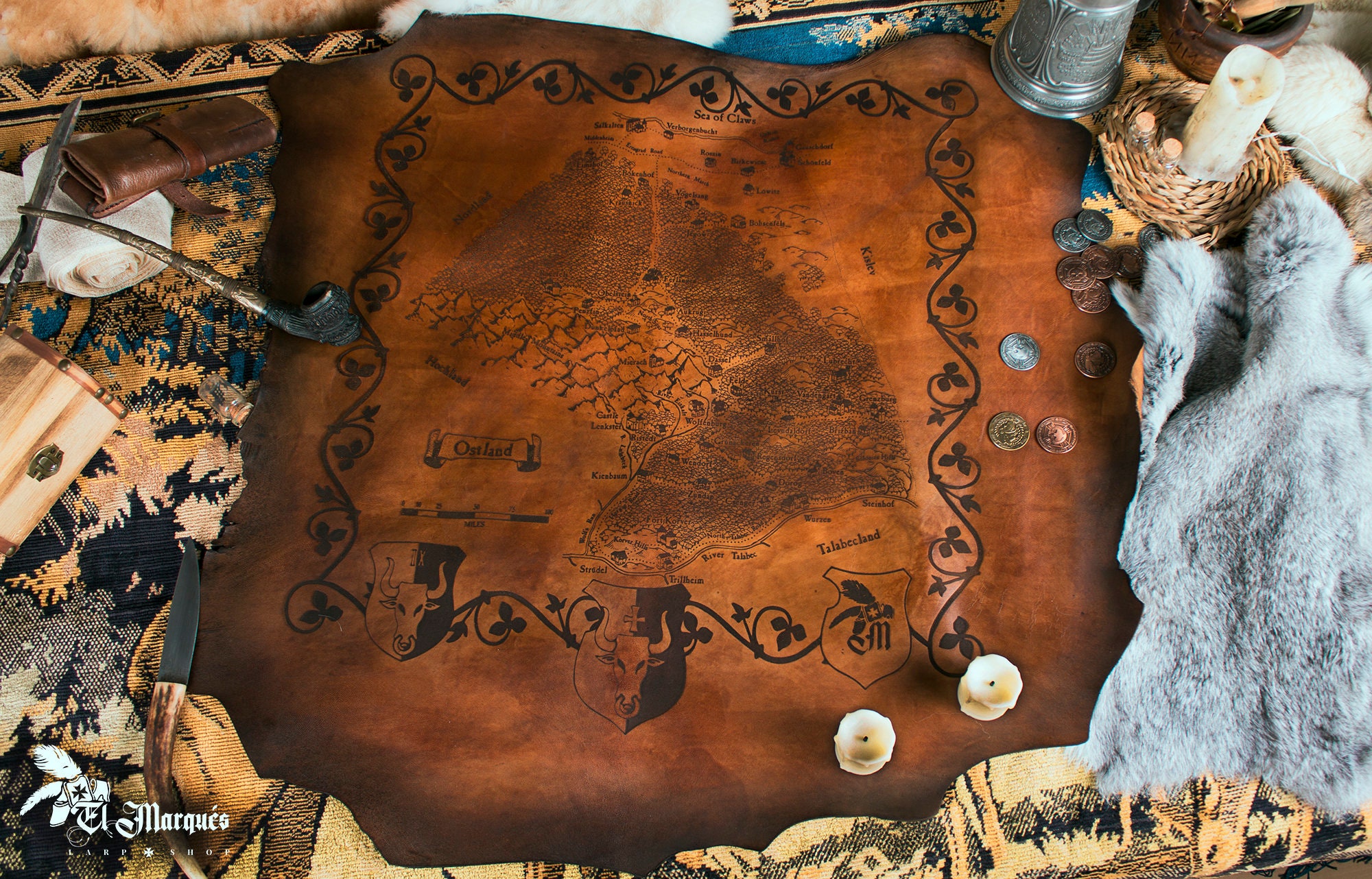 Mapa personalizado para larp. Hecho de cuero para tus grandes | Etsy España