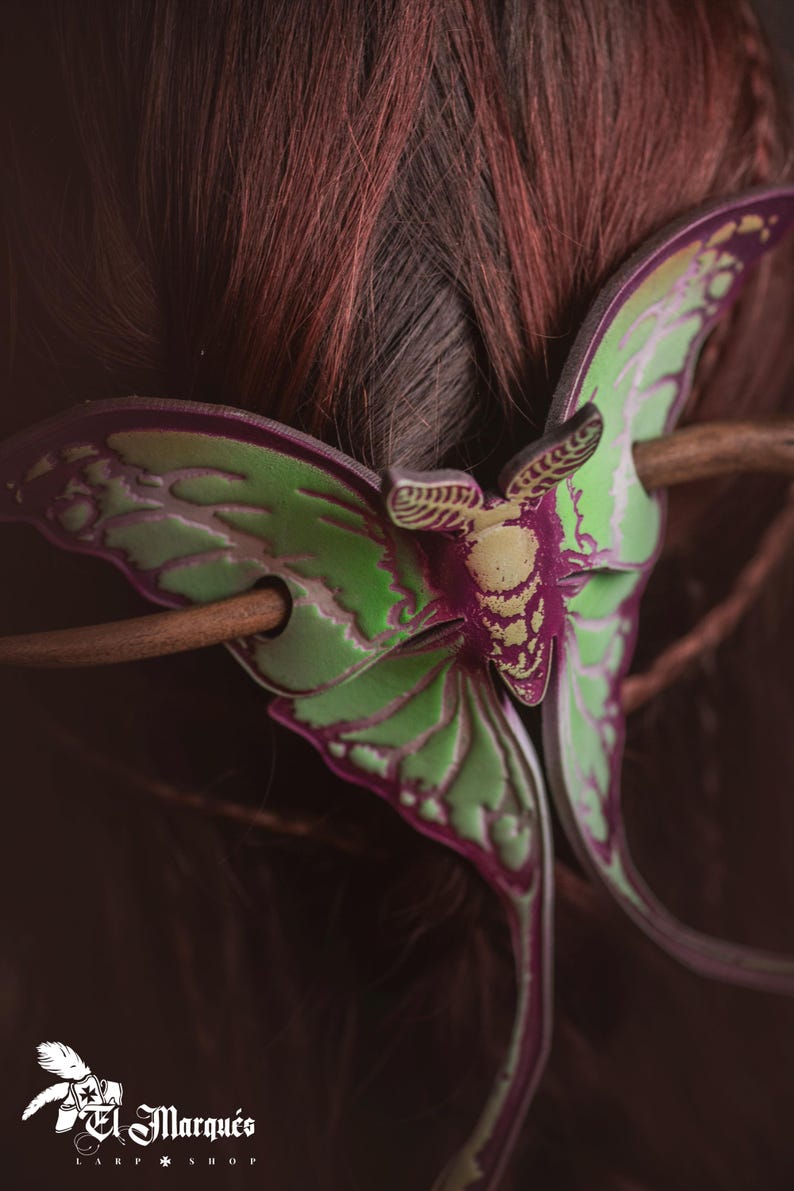 Leather Lunar Moth Hair Slide, Cottagecore Hair Accessory - Etsy