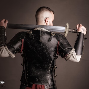 LARP Black Leather Armor Breastplate, Handmade Spanish Leather - Etsy