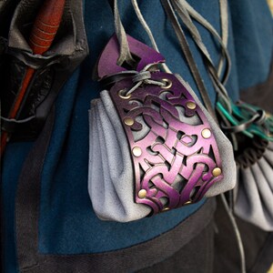 Fantasy Leather Belt Pouch. Arcane Green and Purple Leather Bag for ...