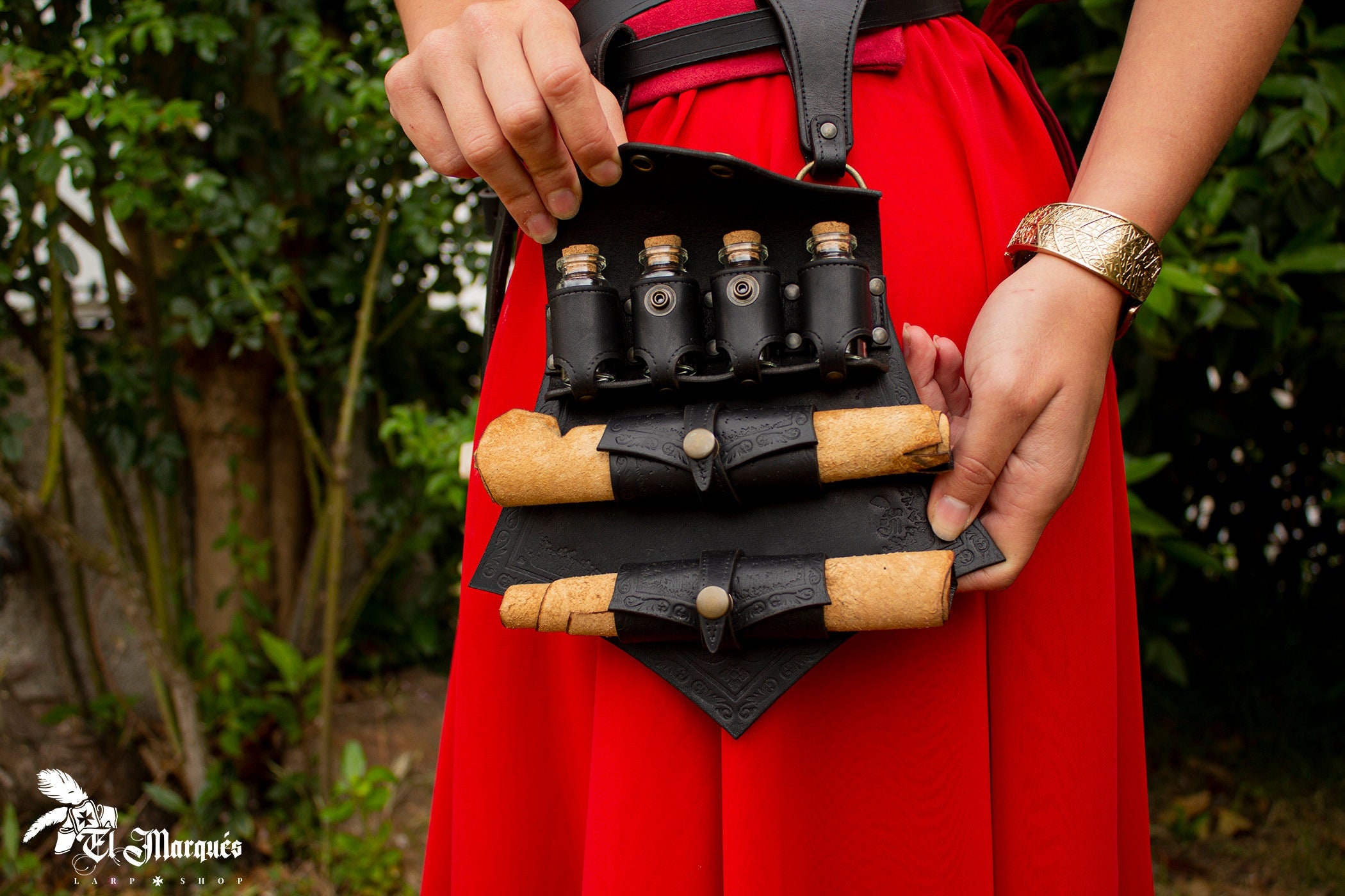 Black Leather Potion Holder With Scroll Holder for Larp - Etsy