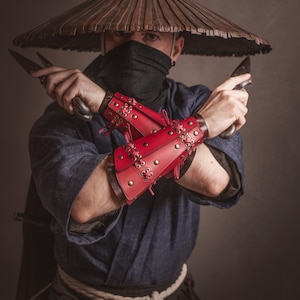 Samurai Leather Bracers. Asian-style LARP Armor. - Etsy
