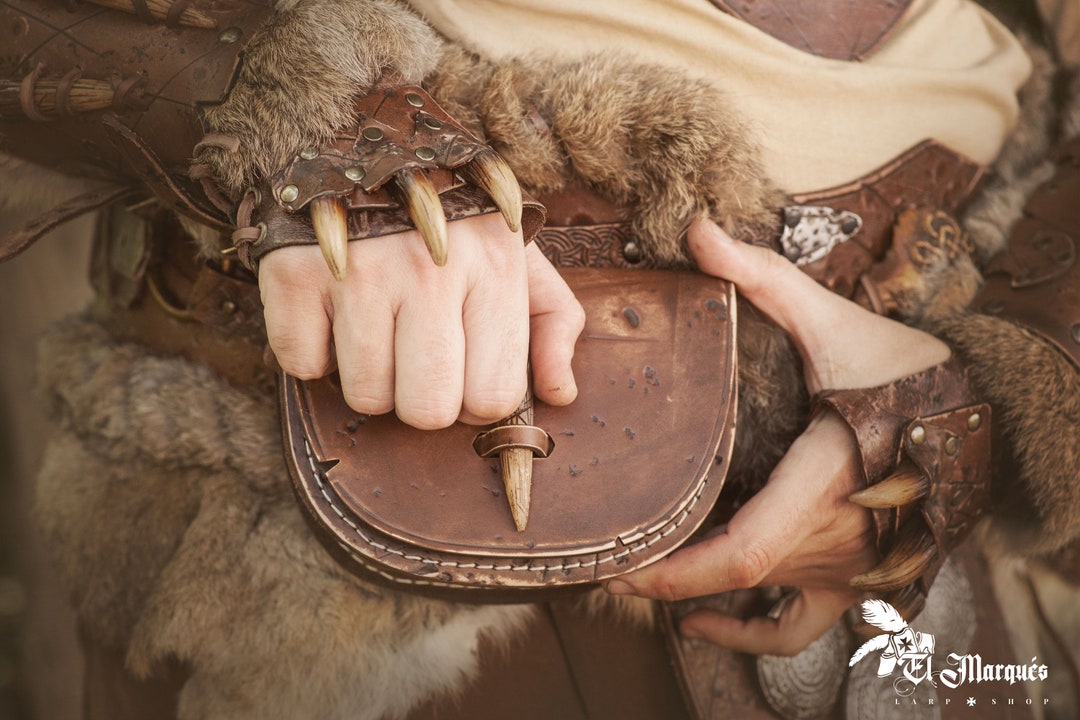 Leather LARP Bag: Berserker Barbarian Style With Claw Detail - Etsy
