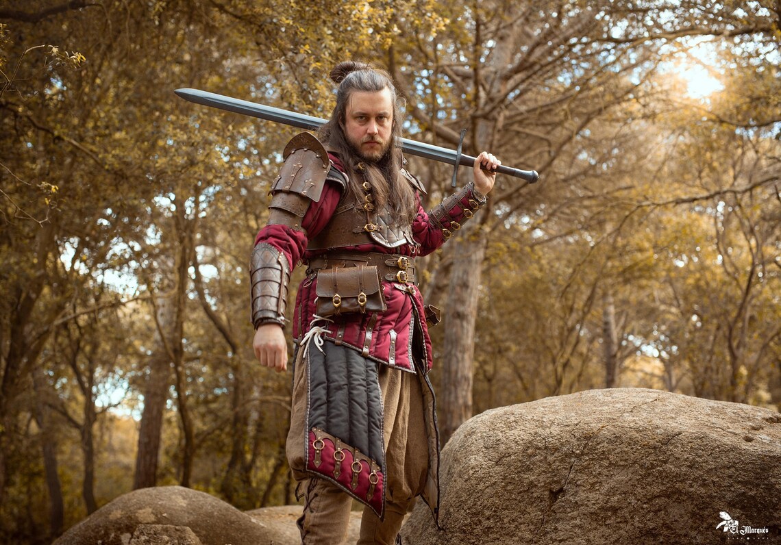 FULL SET Witcher Amor. Fantasy Armor, Leathr Armor With Gambeson Red or ...