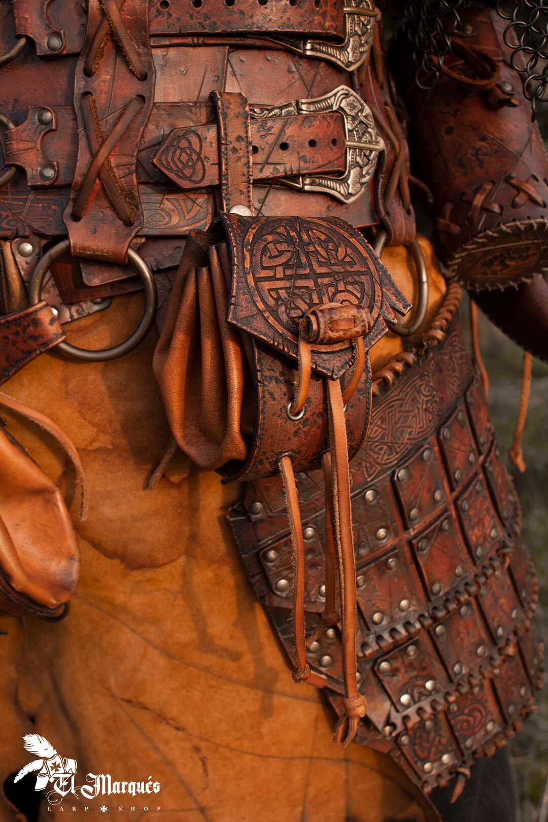 Viking Leather Belt Pouch. Brown Nordic Leather Bag for Larp - Etsy