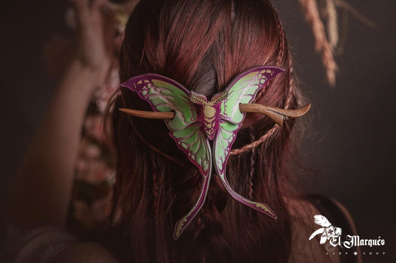 Leather Lunar Moth Hair Slide, Cottagecore Hair Accessory - Etsy