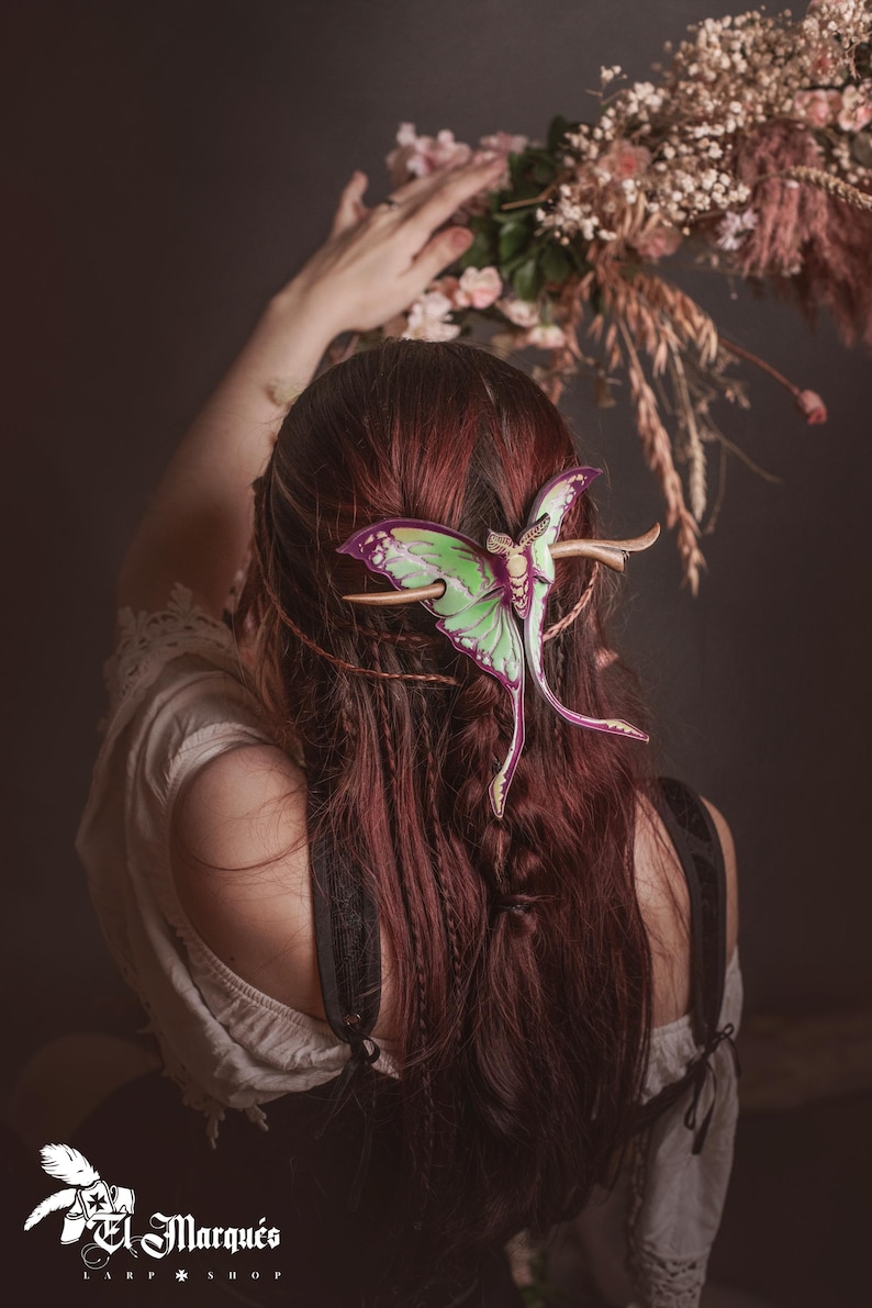 Leather Lunar Moth Hair Slide, Cottagecore Hair Accessory - Etsy
