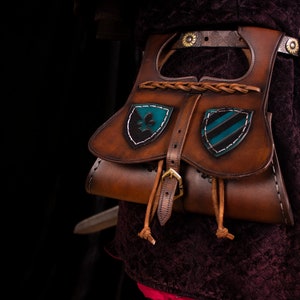 Medival Belt Pouch Larp. Leather Bag With Custom Shields. - Etsy