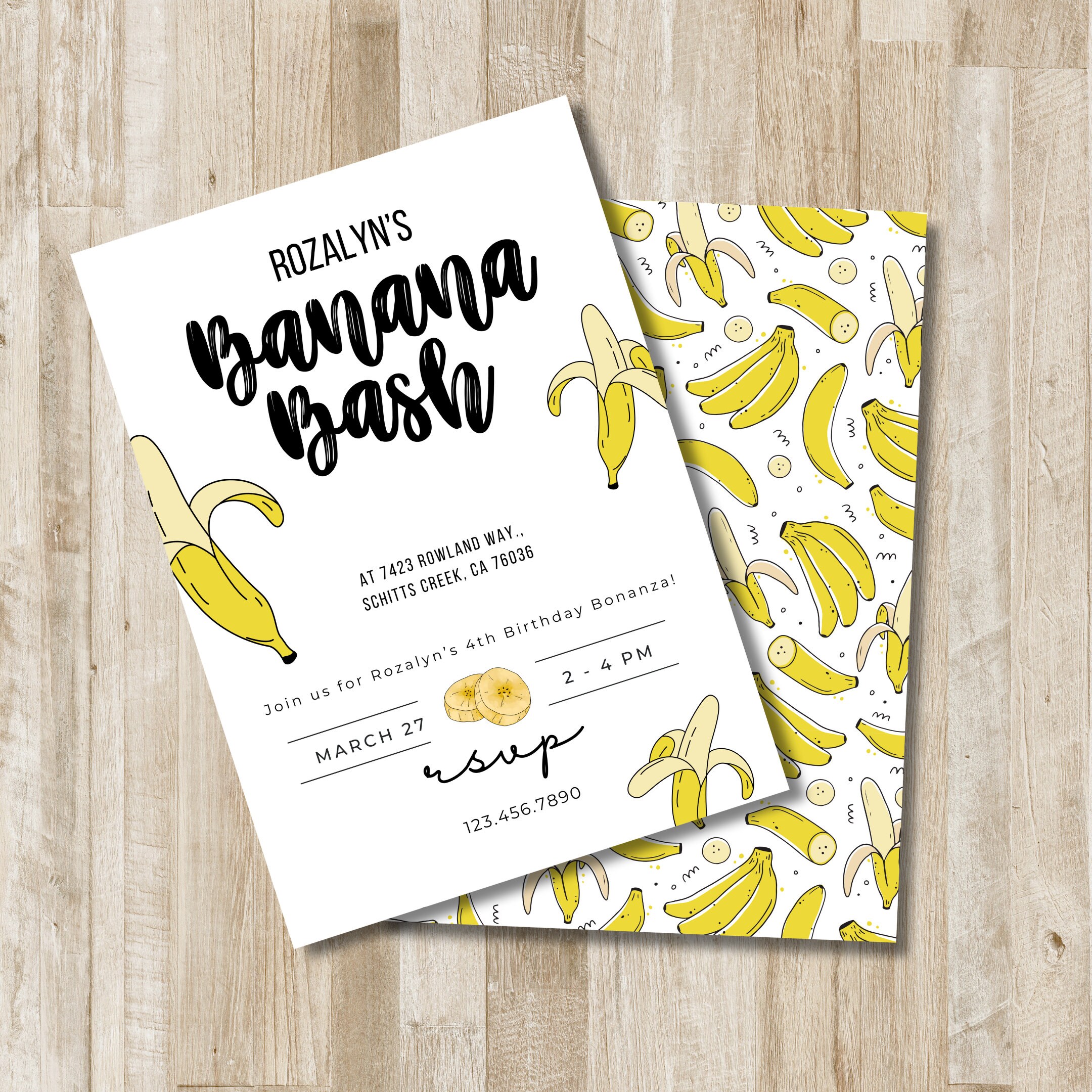 Banana Bash Party Invitation Template, Editable, Printable, Bananas ...
