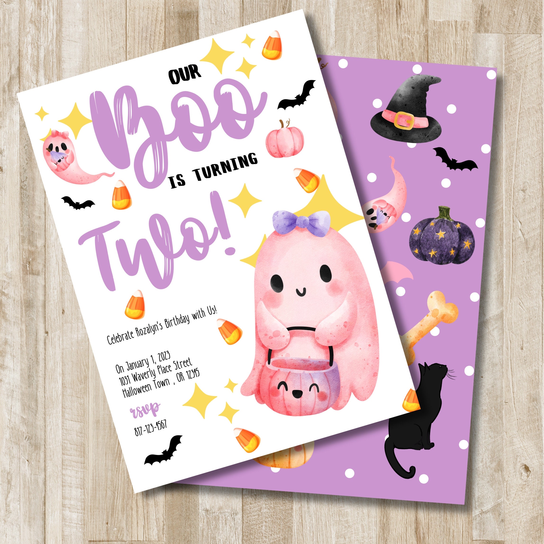 Boo is Two Party Invitation Template, Editable, Printable, Boo Bash ...