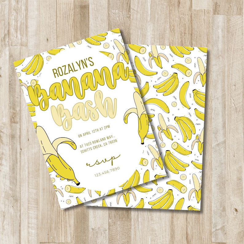 Banana Bash Party Invitation Template, Editable, Printable, Bananas ...