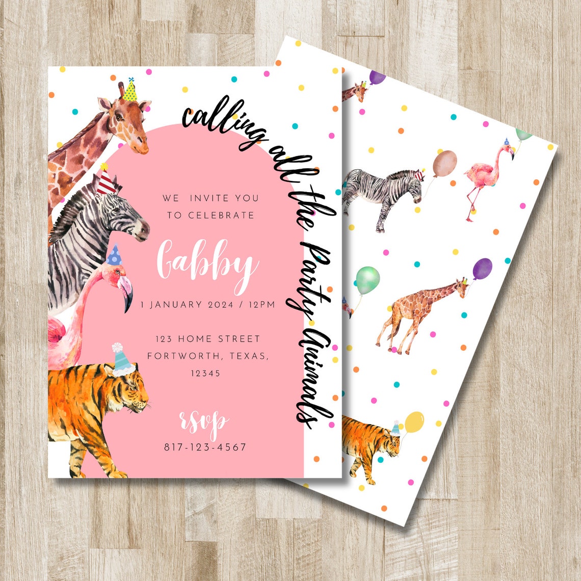 Party Animal Party Invitation Template, Editable, Printable, Wild One ...