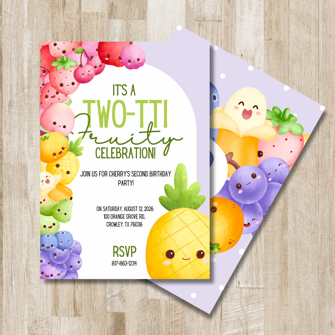 Two-tti Fruity Party Invitation Template, Editable, Printable, 2-tti ...