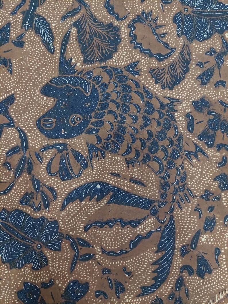 1950s Sea Creatures VINTAGE BATIK ARTWORK, Indonesian Old Batik Tulis ...