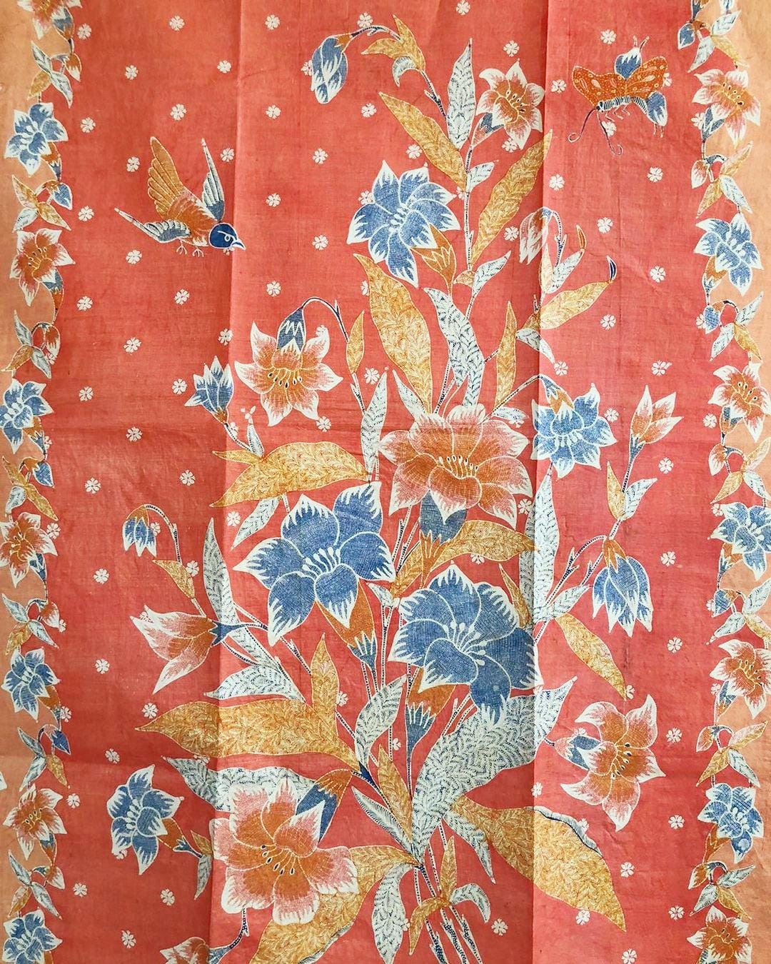 1960s Fine Encim Vintage Batik Tulis Dutch Influence, Traditional Women ...