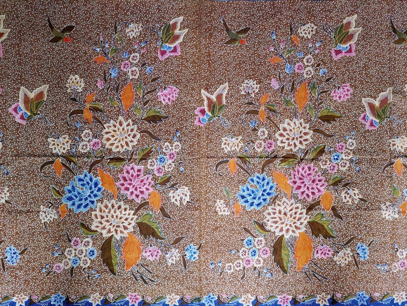 Lotus Batik Sarong: Hand-Drawn Indonesian Tapestry, European Bouquet ...