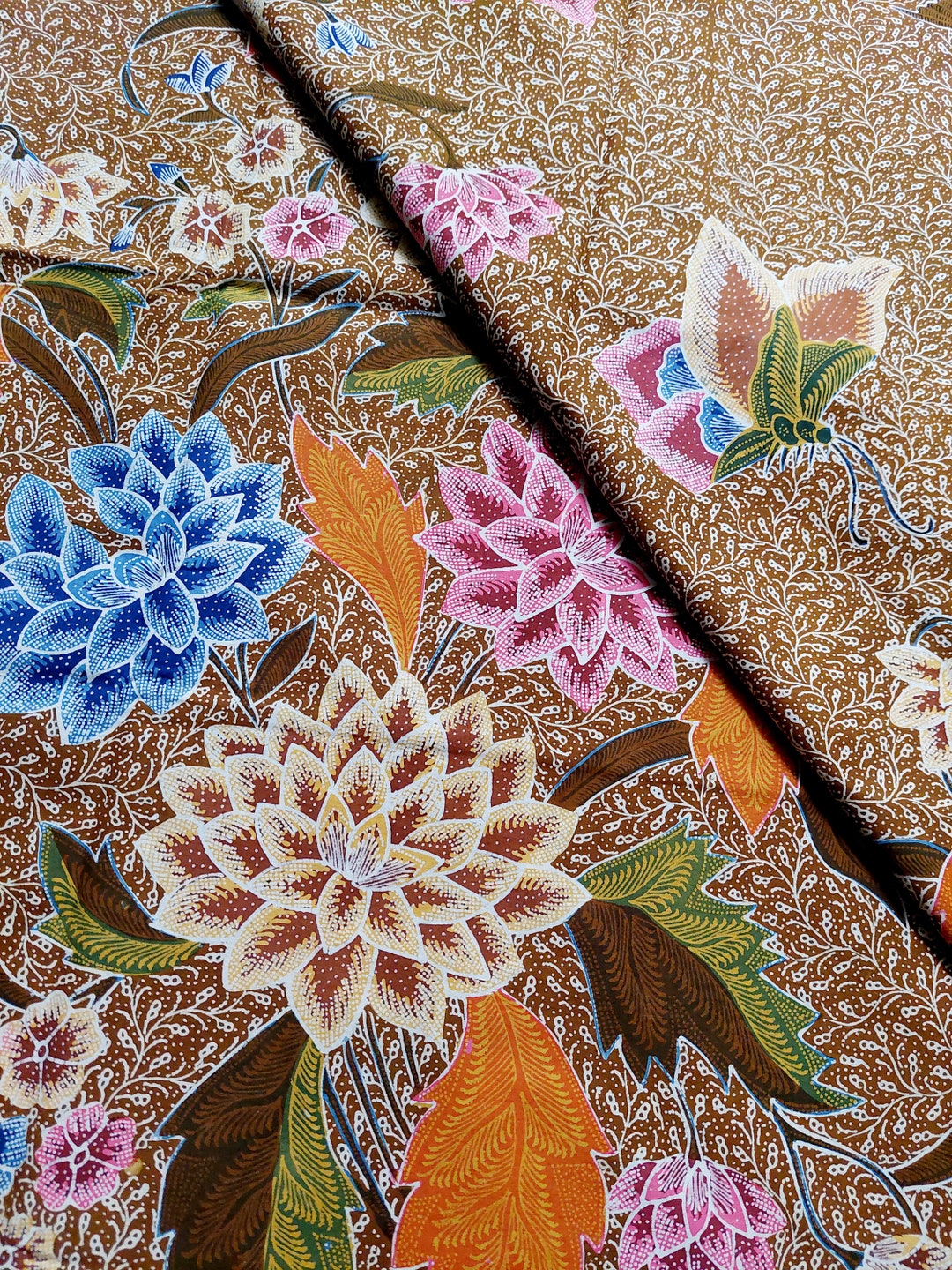 Lotus Batik Sarong: Hand-Drawn Indonesian Tapestry, European Bouquet ...