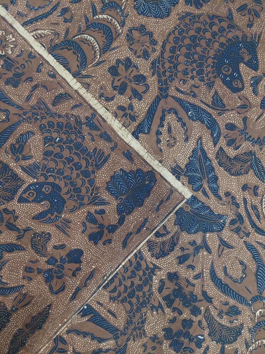 1950s Sea Creatures VINTAGE BATIK ARTWORK, Indonesian Old Batik Tulis ...