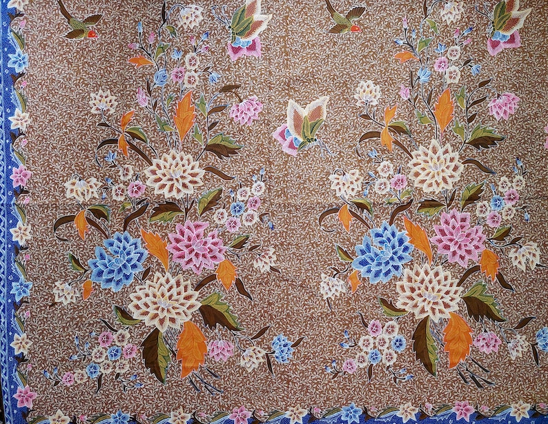 Lotus Batik Sarong: Hand-Drawn Indonesian Tapestry, European Bouquet ...