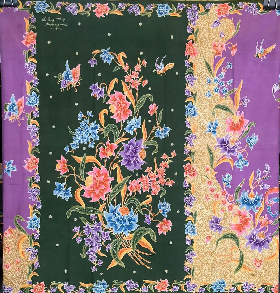 1960s so Eng Hiang Vintage Batik Artwork, Mid Century Peranakan Old ...