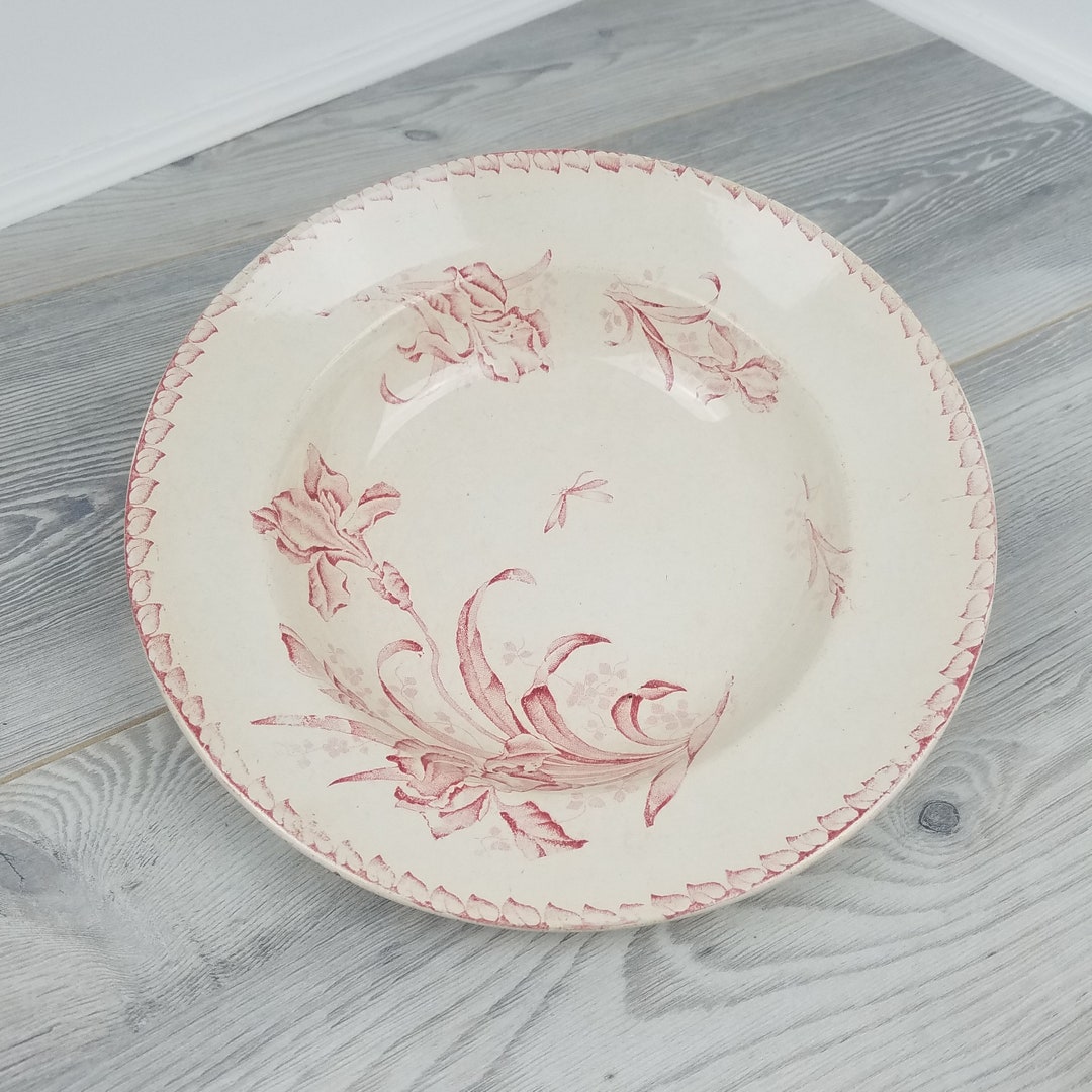 Rare Antique Badonviller Late 1800 Iris Design French Ceramic Large ...