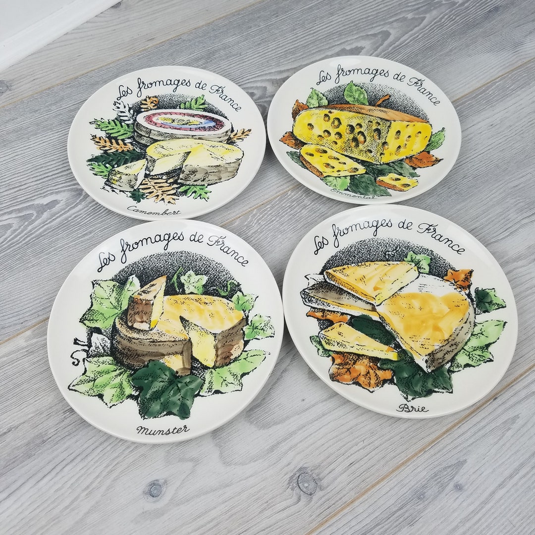 4 X Perfect Condition Vintage 70s Gien Cheese Plates, Brie, Munster ...