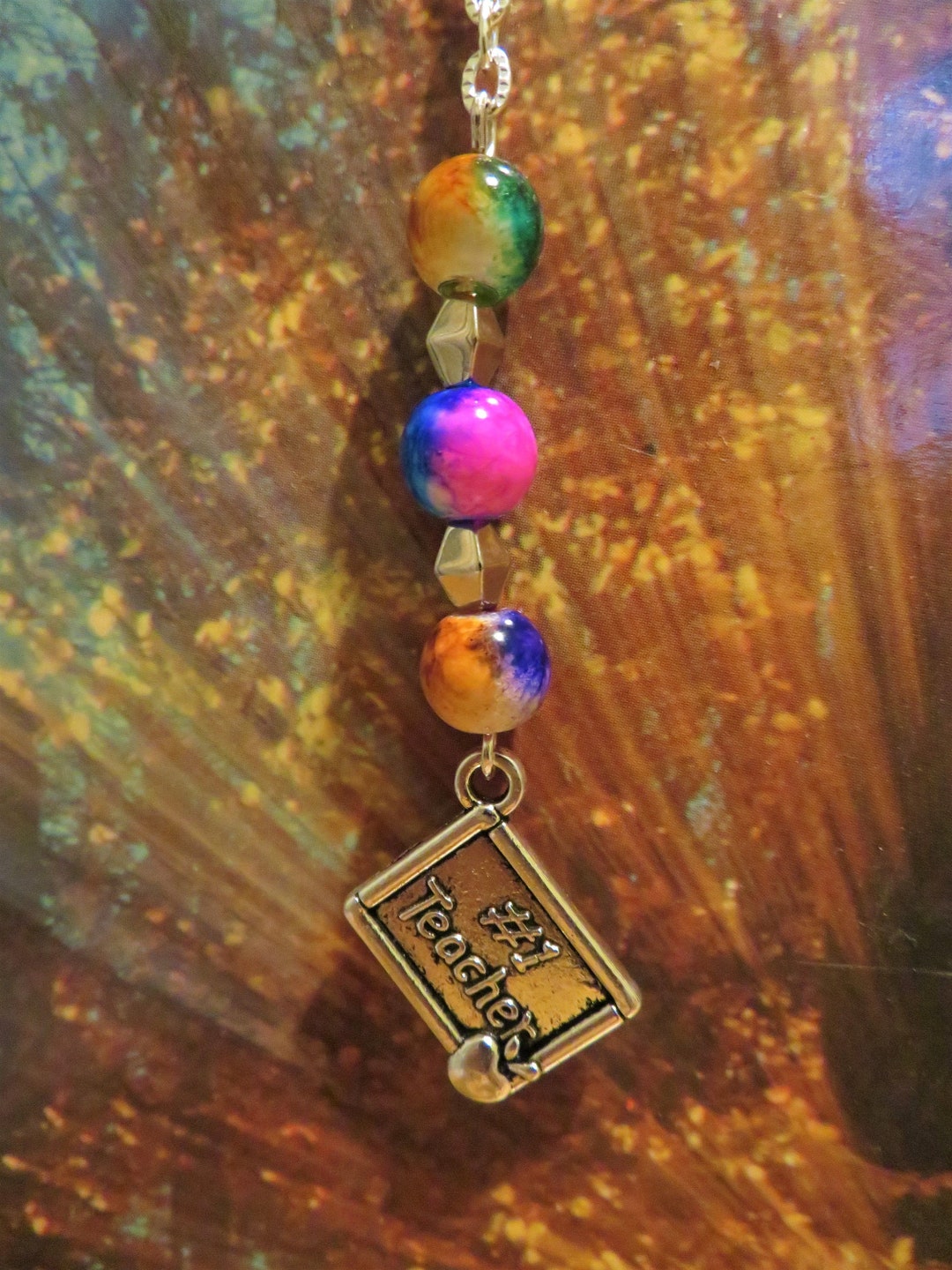 Unique and Pretty Number 1 Teacher Metal Bookmark With Pink, Blue ...