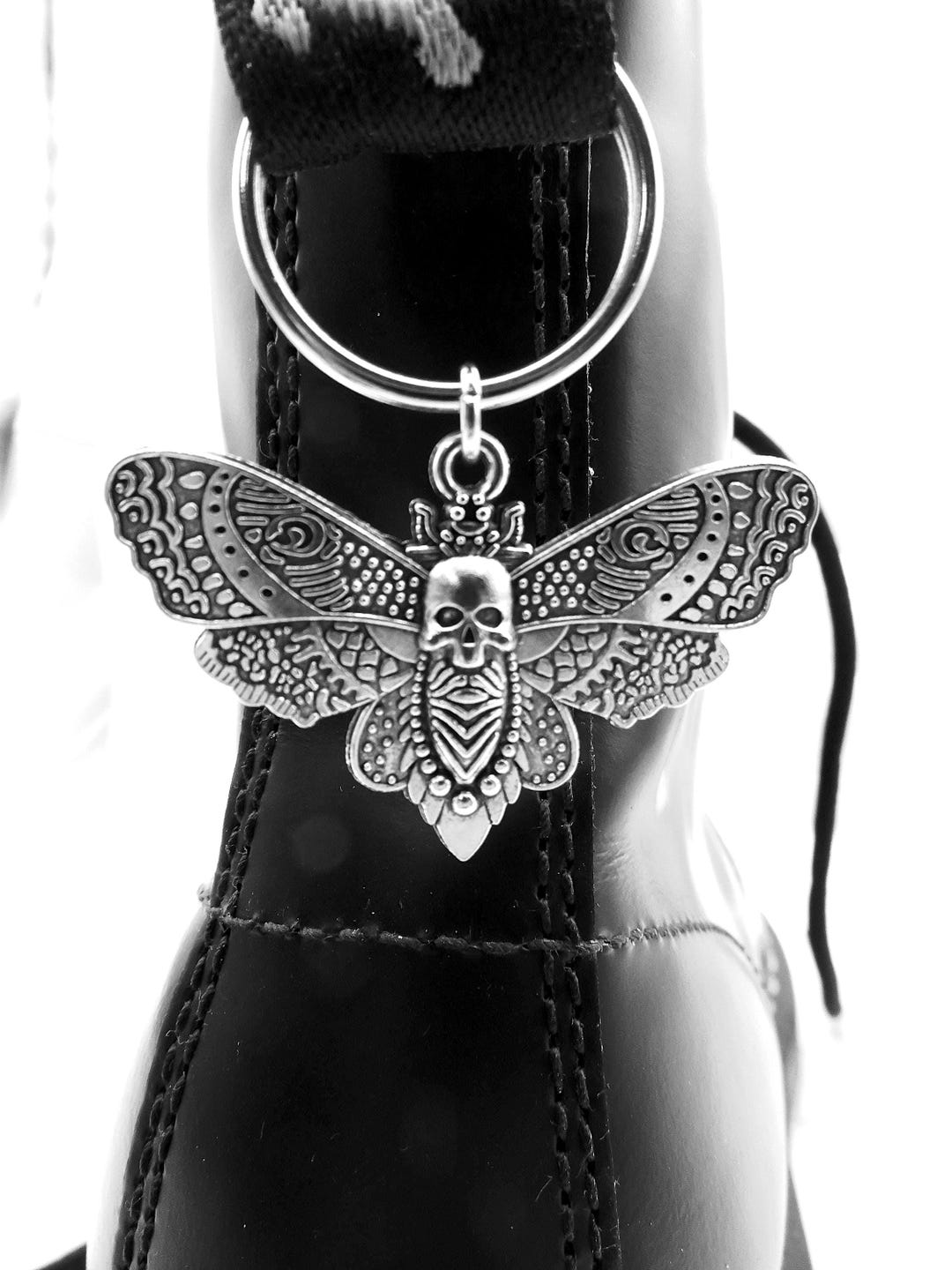 Silver Death Hawk Moth Boot Charms • Goth Shoe Ornaments - Etsy