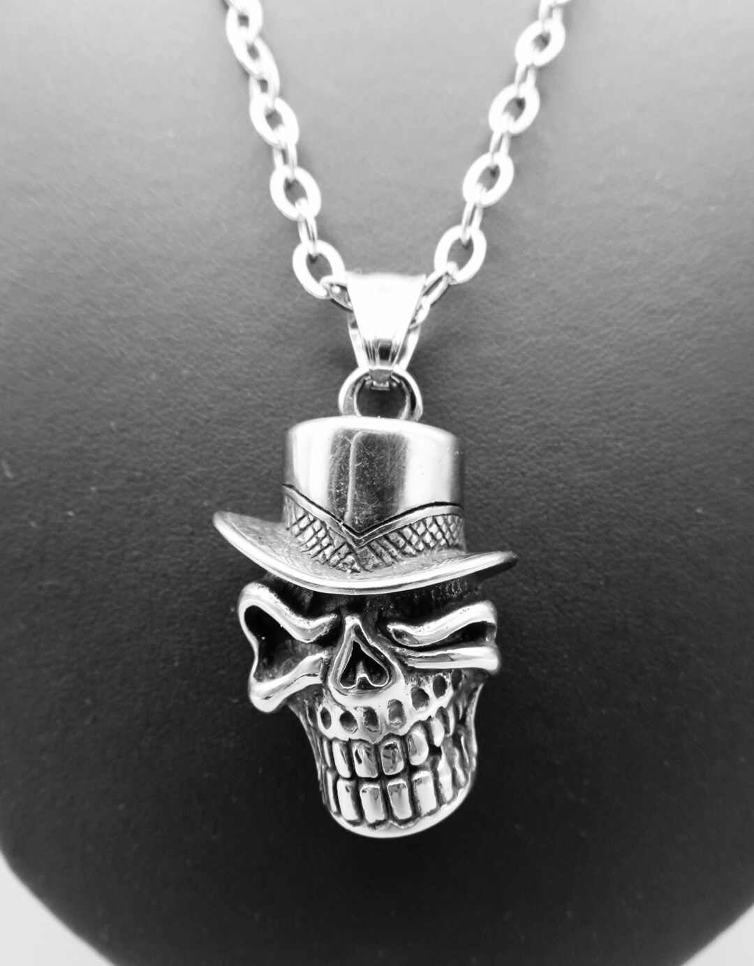 Weird & Unique 3D Voodoo Skull With Hat Pendant 304 Stainless Steel 20 ...