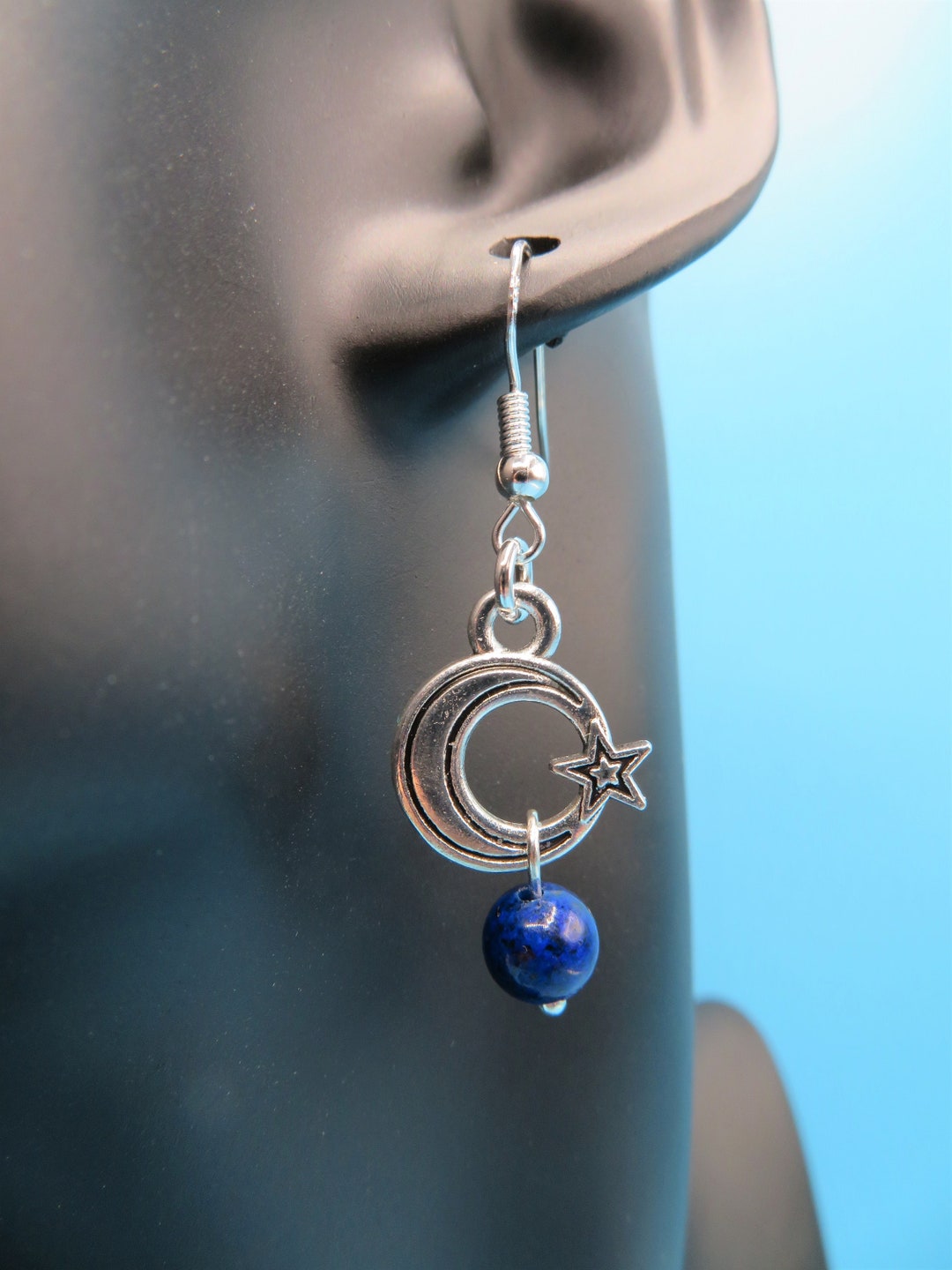 Awesome and Unique Genuine Blue Lapis Lazuli Gemstone Crescent Moon ...