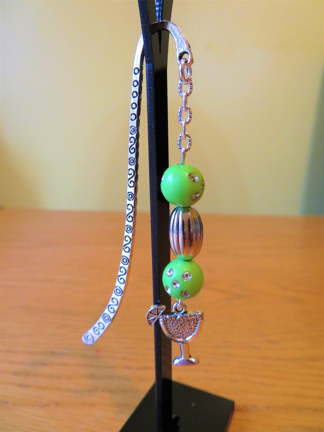 Fun and Quirky Cocktail Themed Metal Bookmark With Lime Green Spotty ...