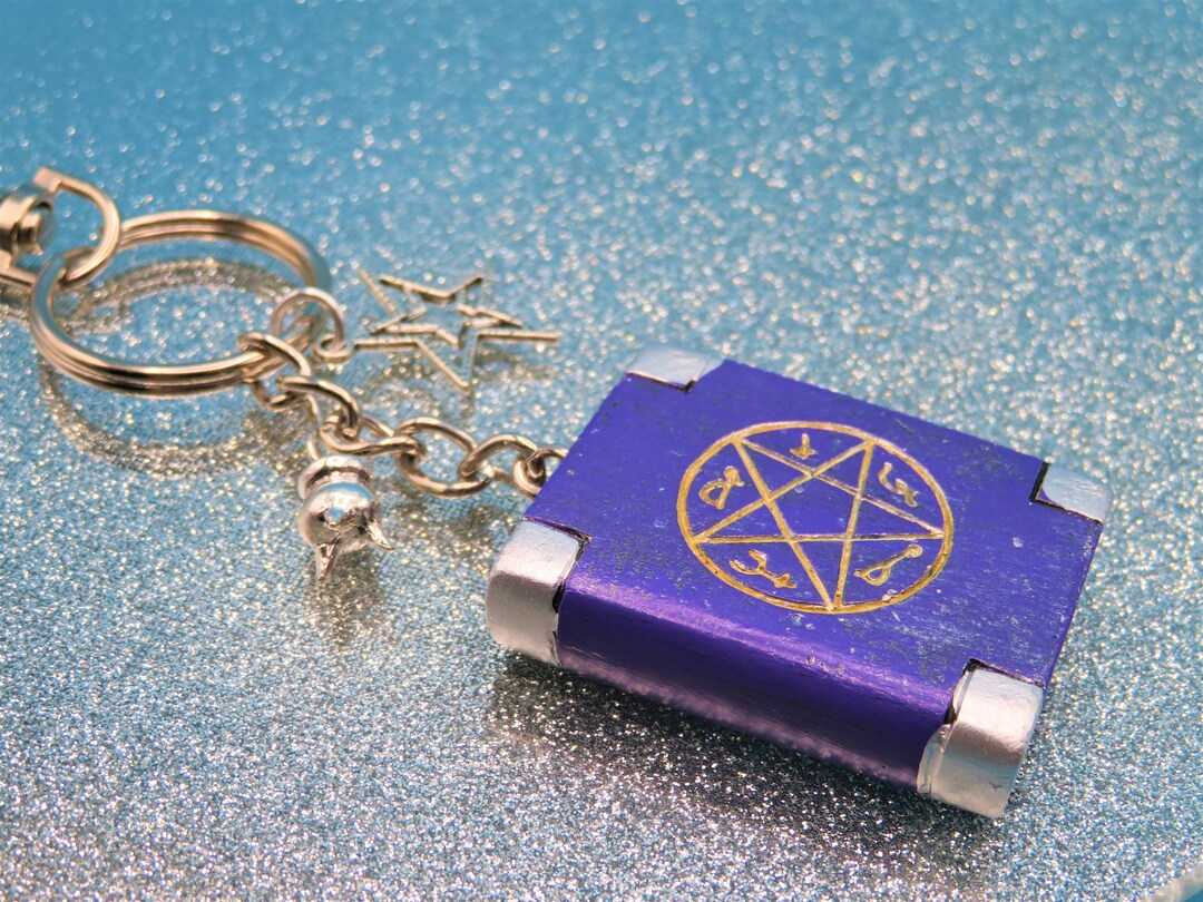 Gorgeous & Abstract Witch Keyring With Wonderful Purple Book of Shadows ...