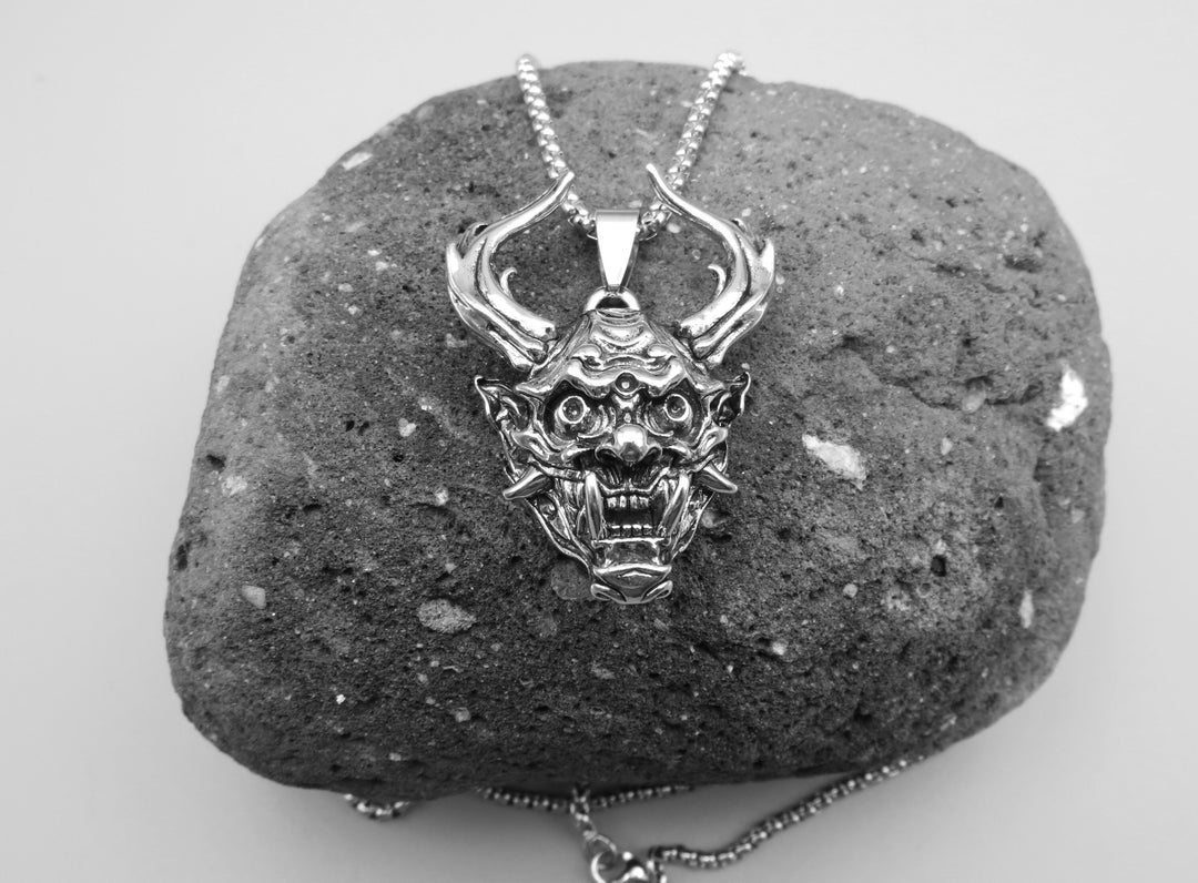 Handmade Silver 3D Evil Devil Mask Pendant 304 Stainless Steel ...