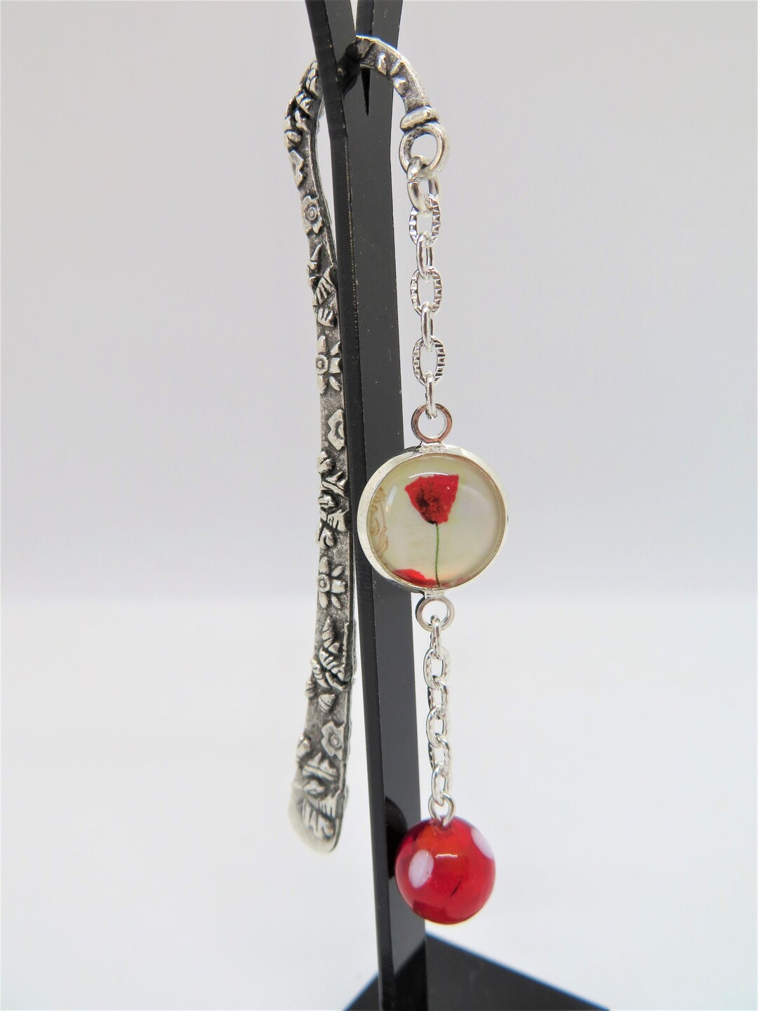 Beautiful & Unique Handmade Metal Bookmark With Scarlet Poppy - Etsy UK