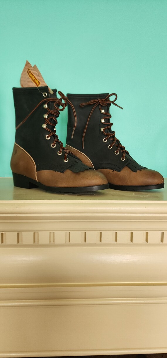 NOS Real Leather Two tone Kiltie Boots 5.5M Laredo Bl… - Gem