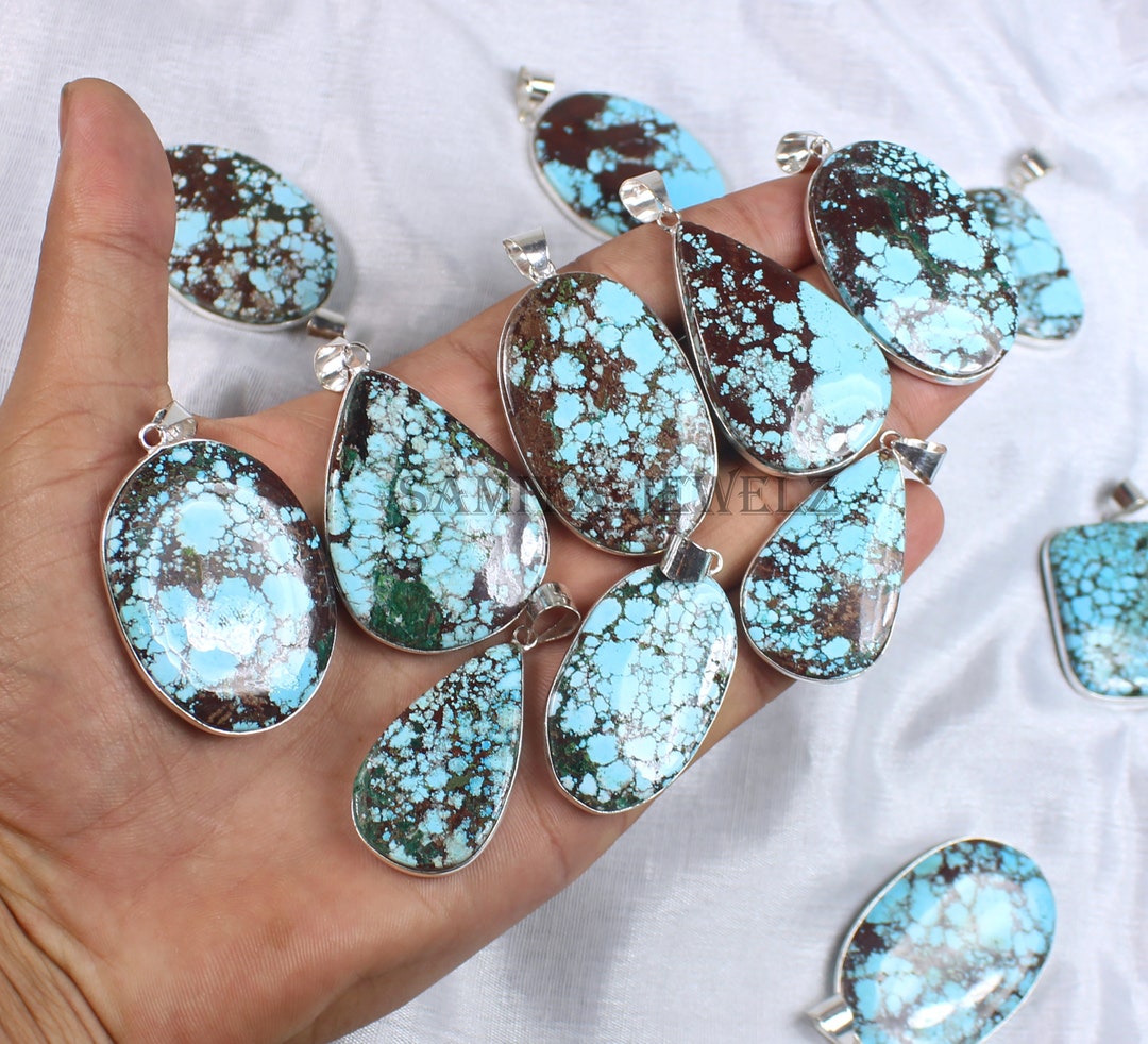Wholesale Blue Magnesite Turquoise Gemstone Pendant Silver - Etsy