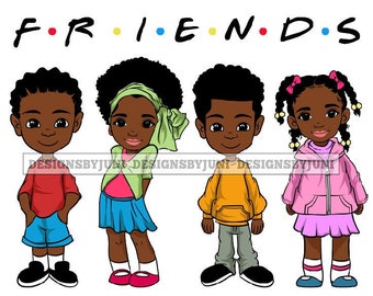 Black Kids Friends Little Girl Afro Lovely Boy Afro SVG PNG | Etsy