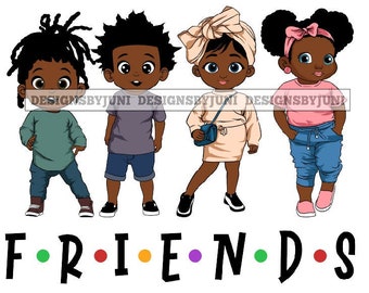 Black Kids Friends Little Girl Afro Lovely Boy Afro SVG PNG | Etsy