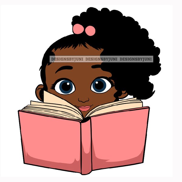 Black Girl Reading Clipart - Etsy
