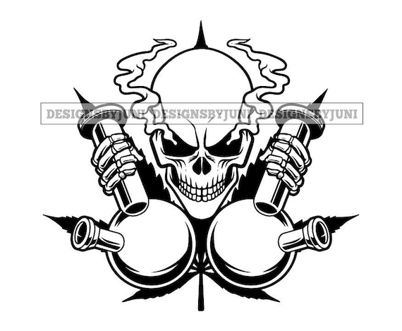 Skull Smoking Weed Drawing