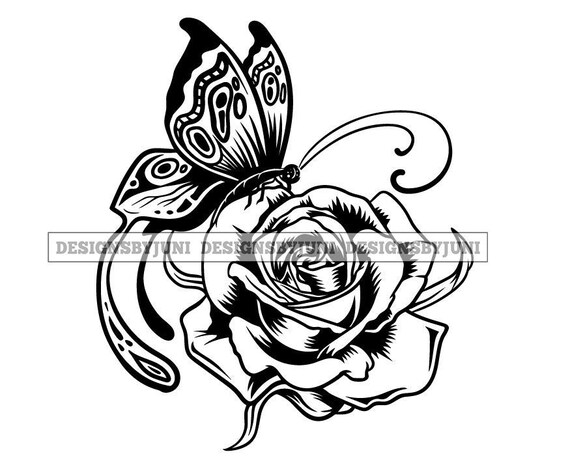 Roses And Butterflies Tattoo Designs