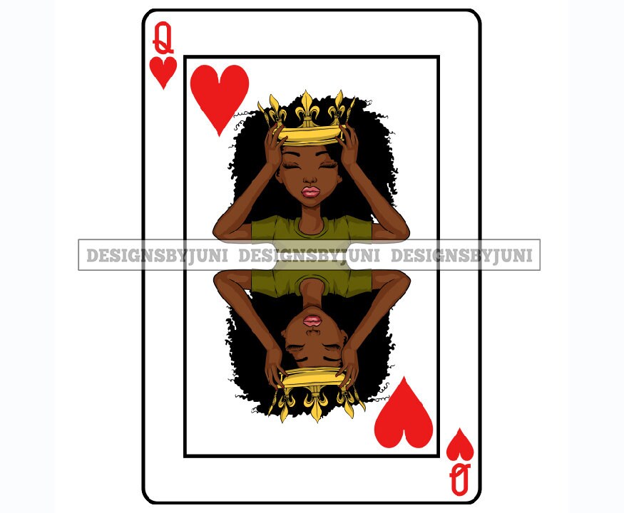 Afro Woman Queen of Hearts Pretty Beautiful African American | Etsy