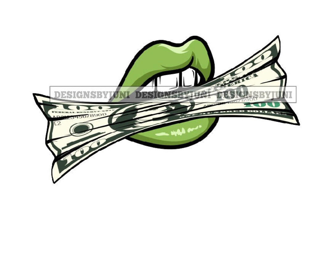 Lips Money Cash 100 Dollar Bill Rich Hustler Lips Biting Money - Etsy