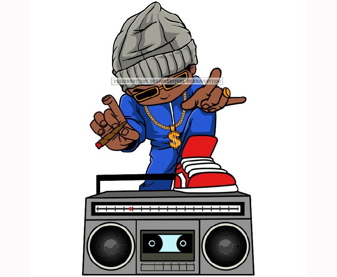 Hip Hop Clipart Black Man Smoker Music Box Music Radio Dance - Etsy